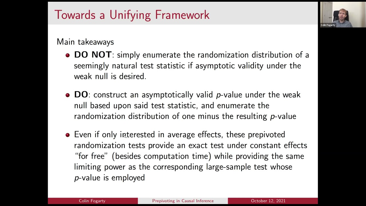 Colin Fogarty: Prepivoting in Finite Population Causal Inference