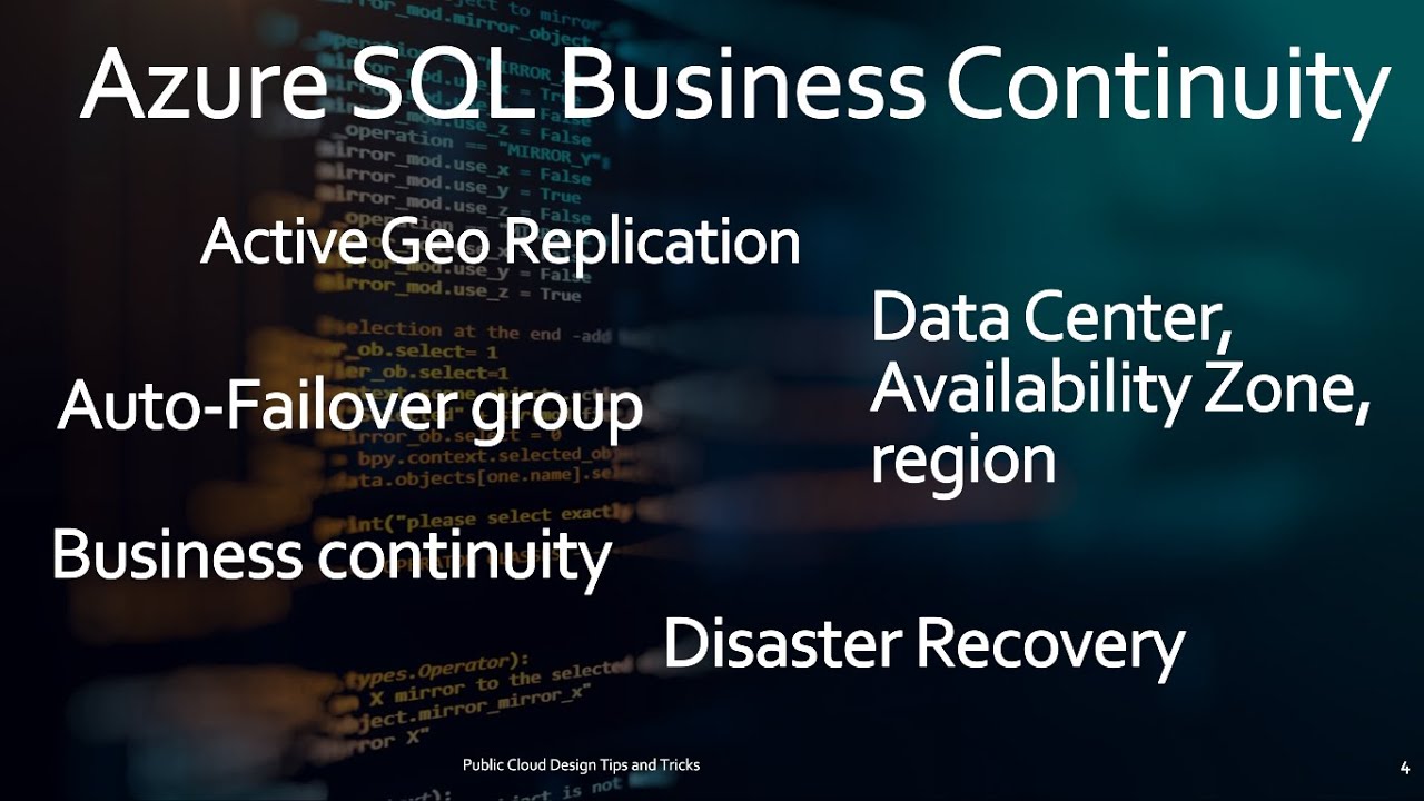 Azure SQL business continuity | Disaster Recovery | Active geo replication | Auto-failover groups
