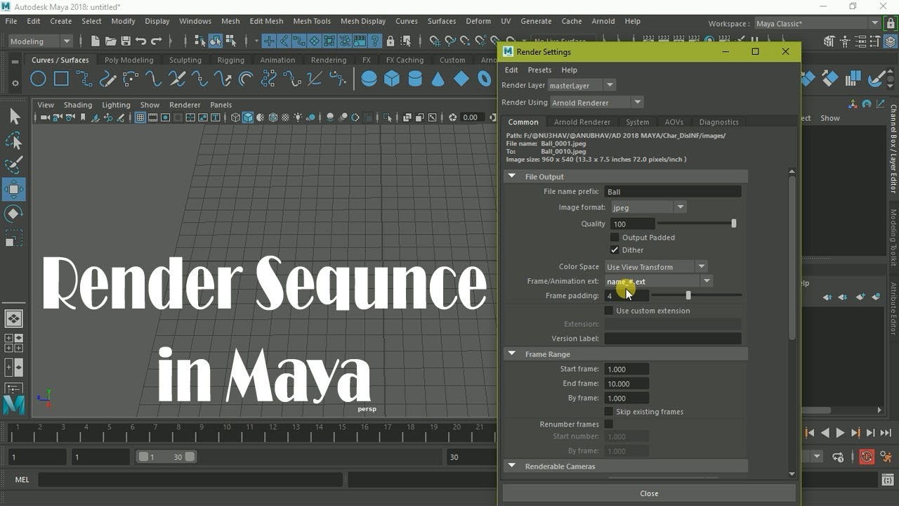 Maya: Render Sequence in Maya