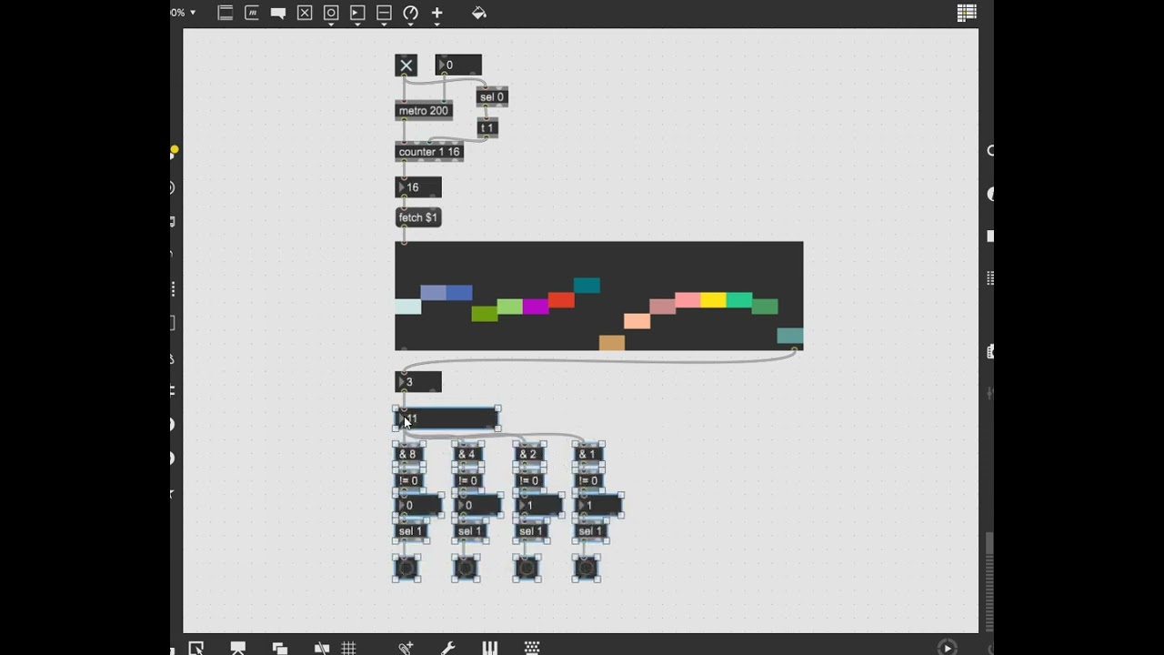 maxmsp live coding laid back patching _binary sequencer