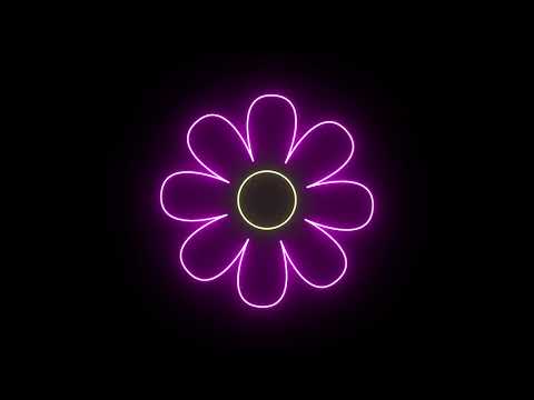 Neon Light. Flower Overlay - Neon Flower Glow Light - Flickering Glow Light Overlay