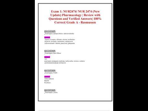EXAM 1 NUR2474 NUR 2474 NEW 2024 2025 UPDATE PHARMACOLOGY REVIEW WITH QUESTIONS AND VERIFIED ANSWERS