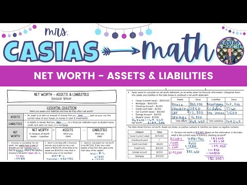 Net Worth Assets and Liabilities - Personal Financial Literacy | 7th Grade Math Lesson