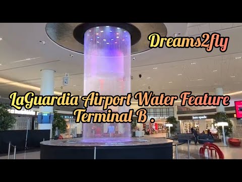 LaGuardia Airport Fountain & Light show in Food Court | Wonderful Fountain & water show in LGA Ter B