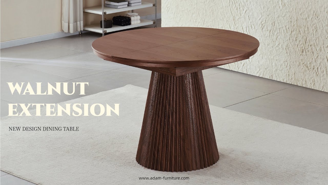 Walnut Veneer Round Extension Dining Table