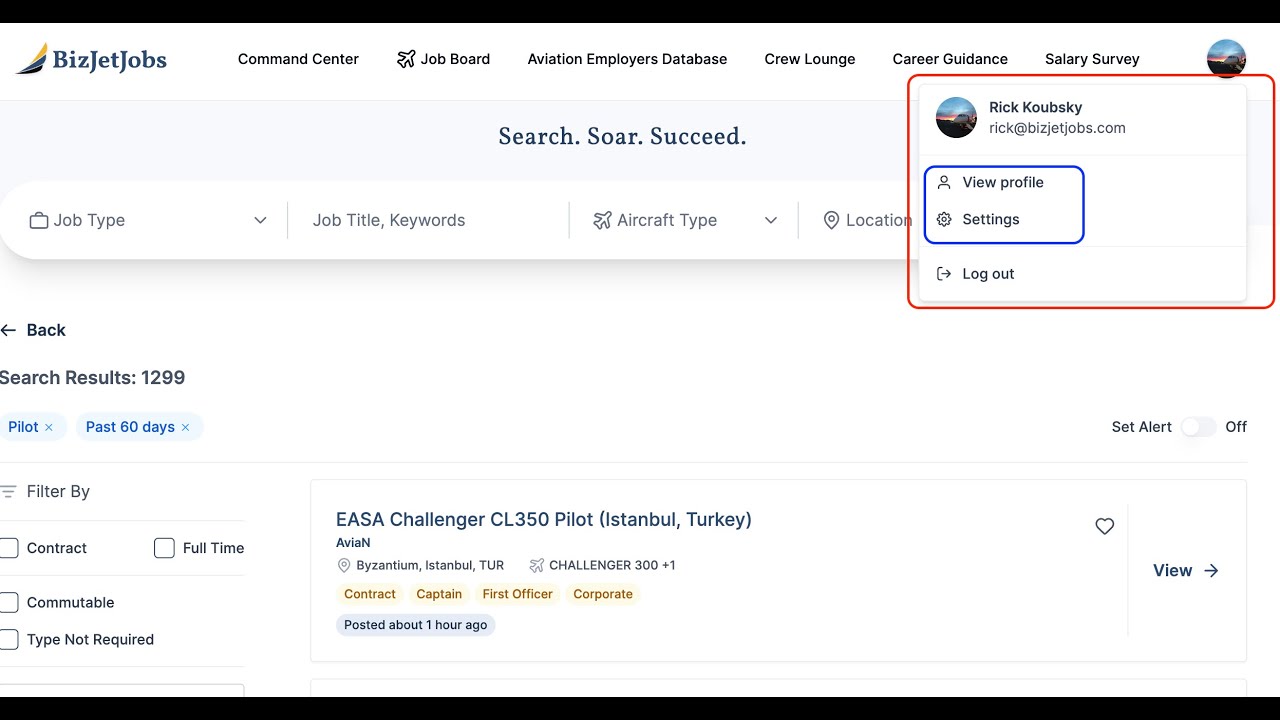 How to Update your Pilot Profile on BizJetJobs.com