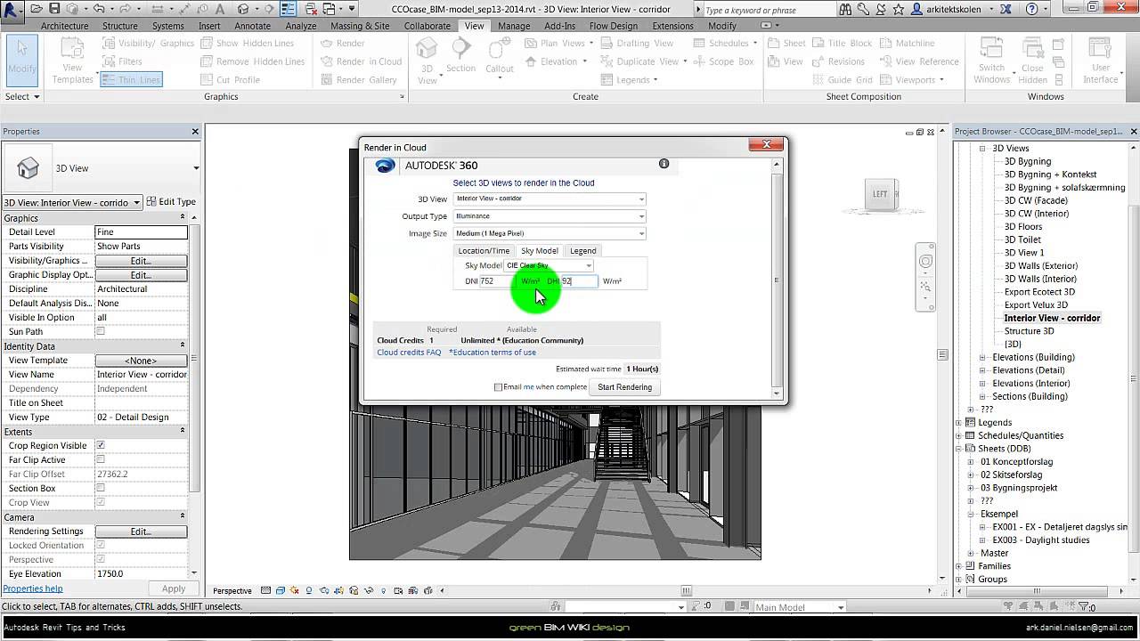 Autodesk Revit DA - Daylight simulation of / in Perspective Views (Illuminance/lux)
