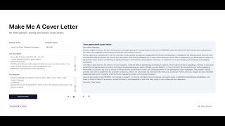 Make Me A Cover Letter - No more generic, boring and robotic cover letters