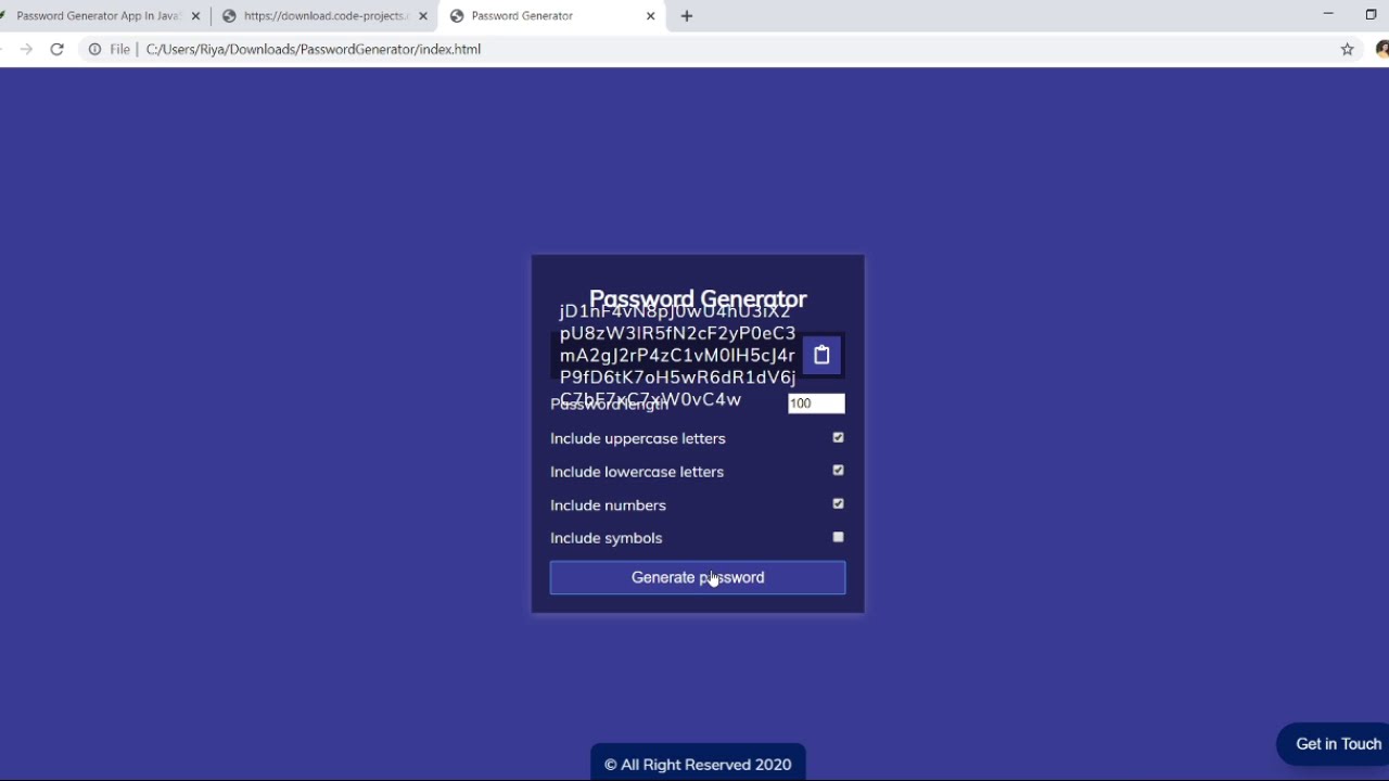 Password Generator App In JavaScript With Source Code | Source Code & Projects