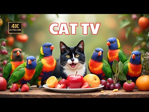 Cat TV: Colorful Birds and Relaxing Nature Sounds for Your Feline Friend 4K 60fps