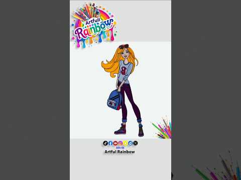 How to color Barbieππ¨ #ArtfulRainbow #shorts #coloring #reels #drawing #barbie #foryou