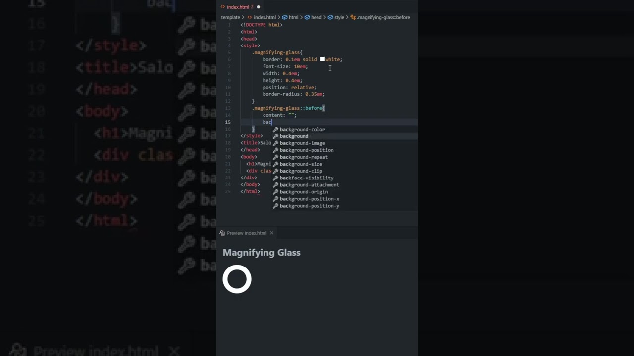 Magnifying Glass effect using #shorts  #HTML #CSS