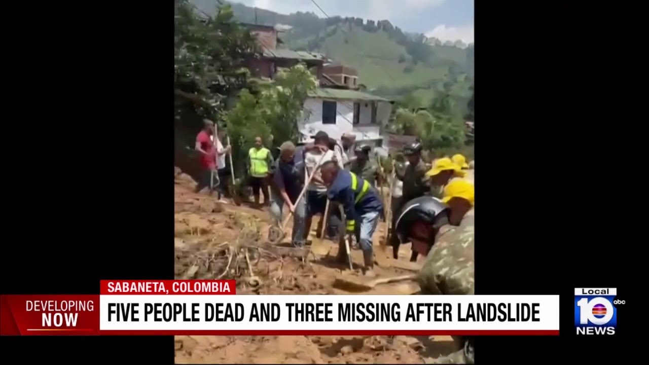 5 dead, 3 missing after landslide in Colombia