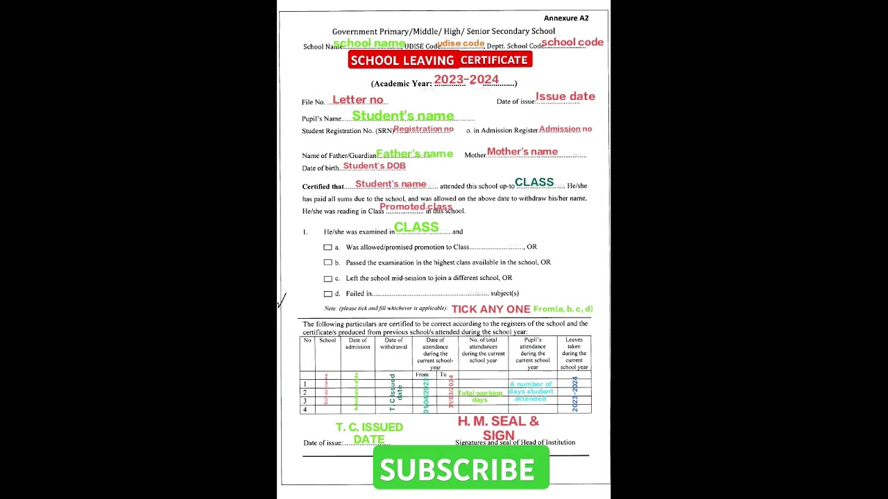 SCHOOL LEAVING CERTIFICATE FOR ANY SCHOOLS.. ✍️#viral #shorts #formfillup