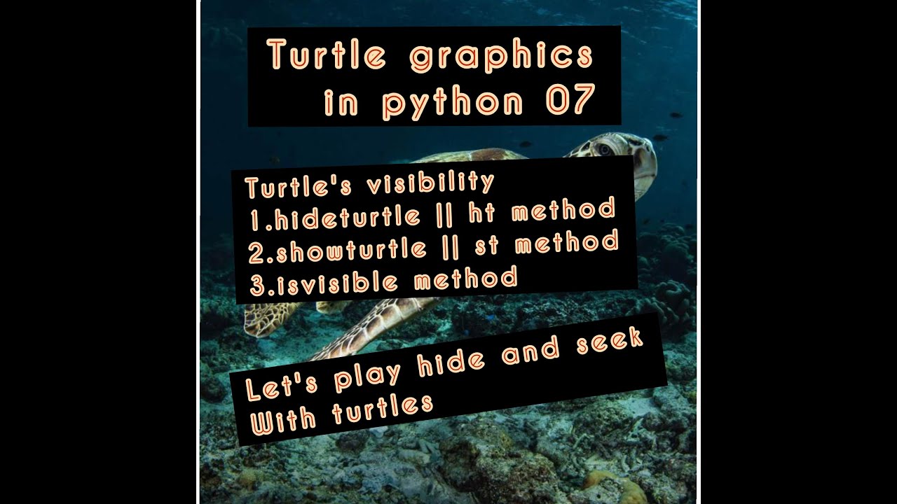 turtle graphics in python 07 || hideturtle,showturtle,isvisible methods || turtle's visibility