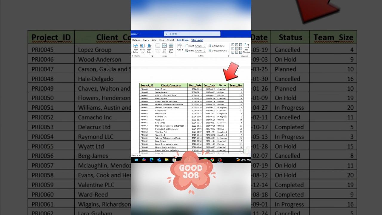 Repeat Table Headers in MS Word in 1 Click! 🤯 #msword #wordy #office #mswordtips #excel