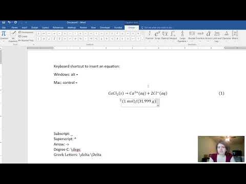 Using the Equation Editor in MS Word - Keyboard Shortcuts