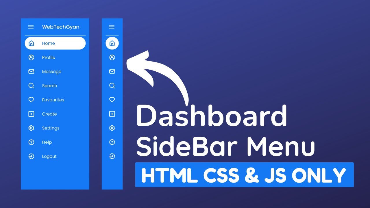 How To Make Sidebar Menu using HTML CSS And JavaScript step by step