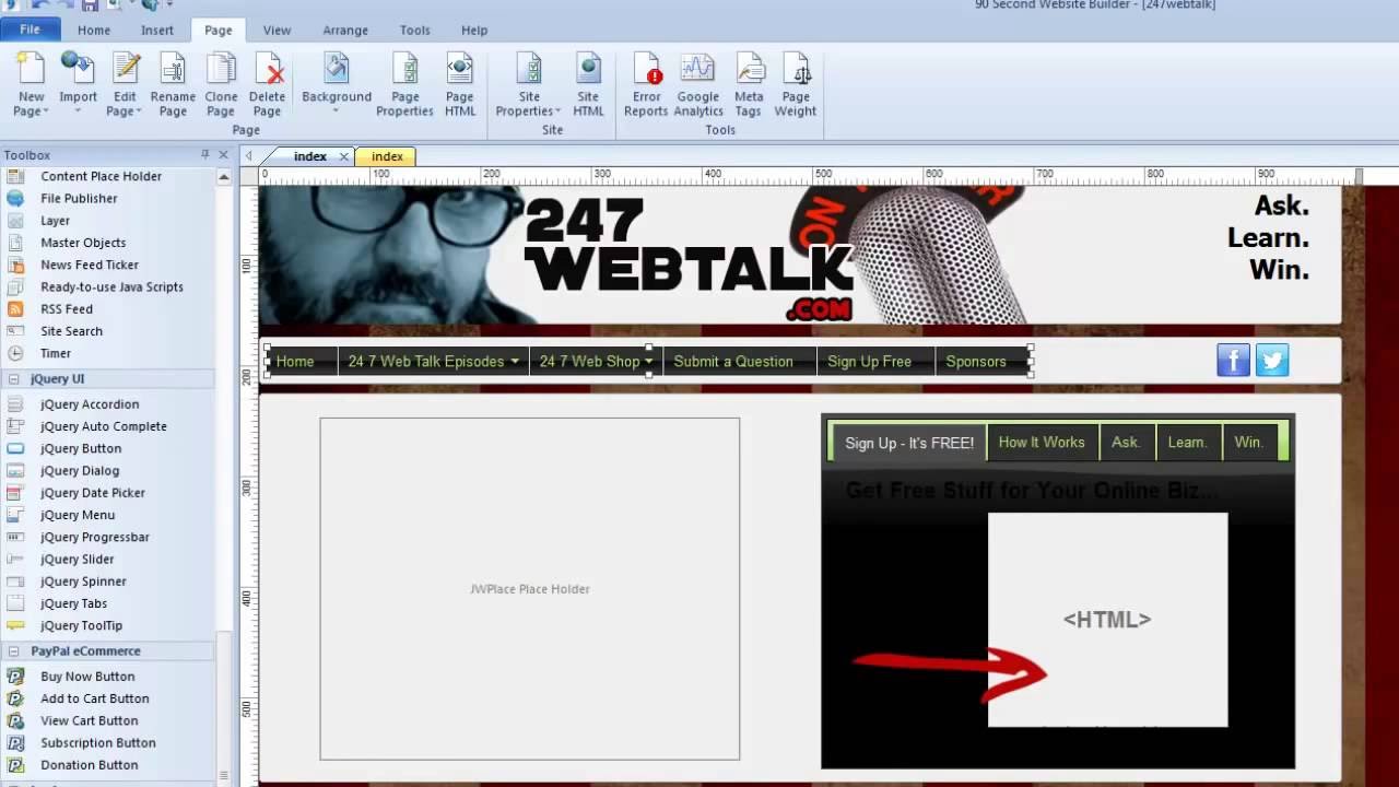 The jQuery Theme Manager in 90 Second Website Builder