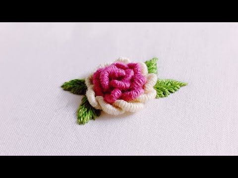 Hand embroidery | Bullion stitch flower embroidery | Bullion rose embroidery for allover dress