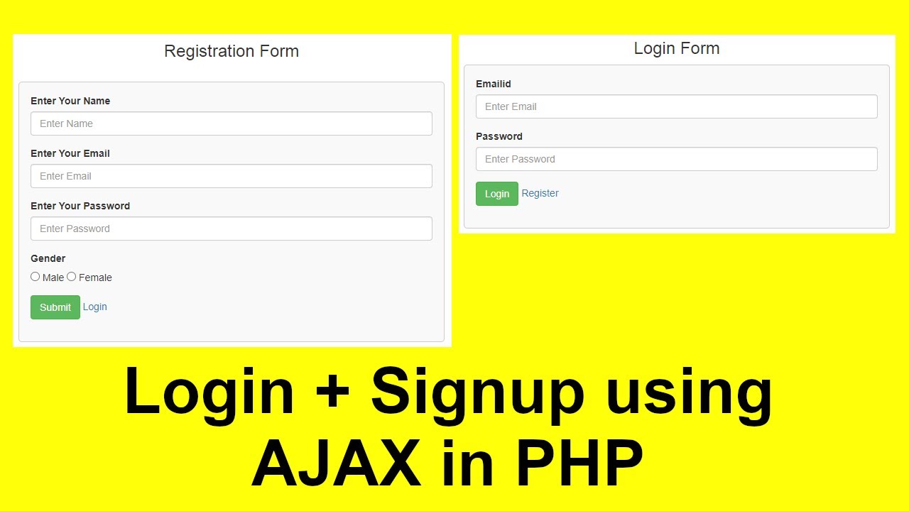Login & Signup using jQuery AJAX in PHP & MySQL with Source Code