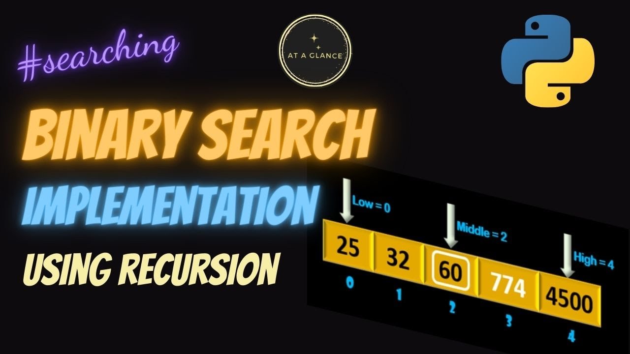 Binary Search Implementation using Recursion in Python | At A Glance! | #binarysearch #python #dsa