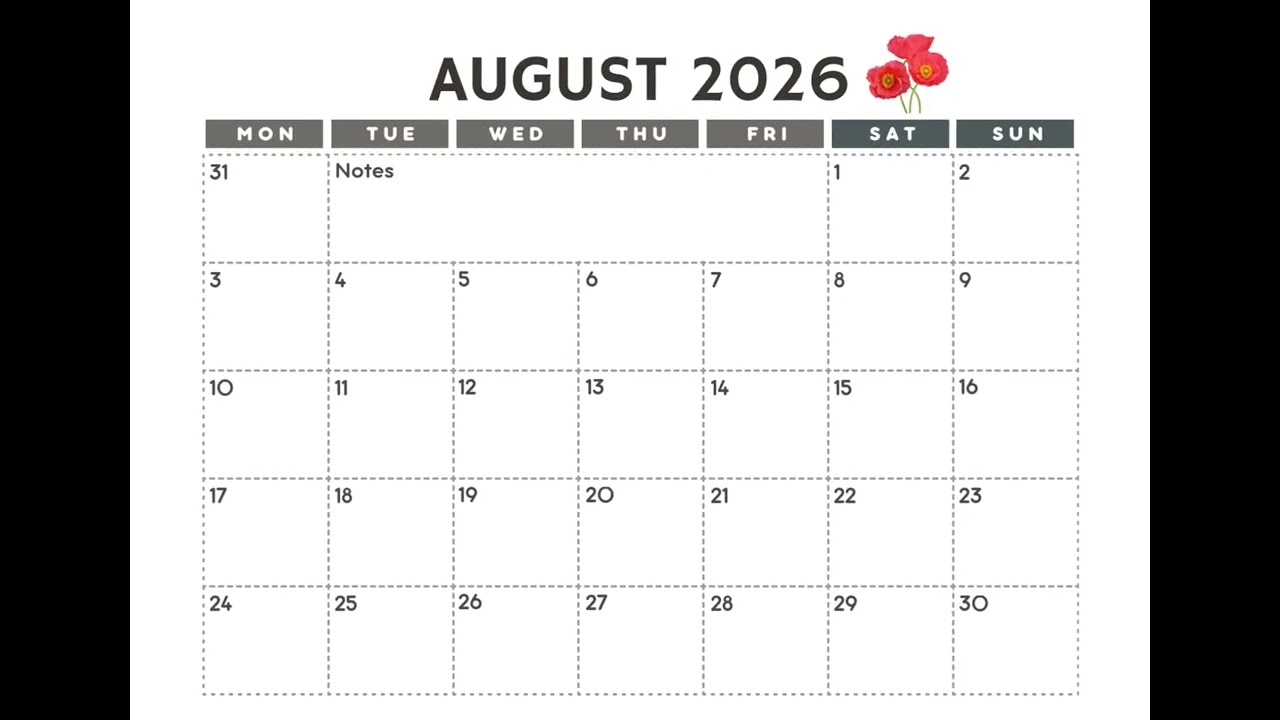 2026 FREE Printable Monthly Calendar Monday starting week #calendar #2026calendar #freeprintable 