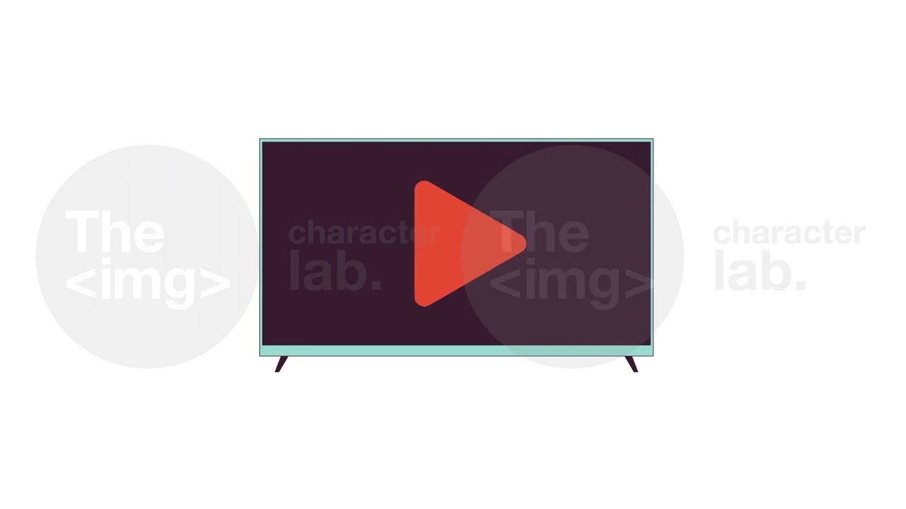 Television with play button line 2D object animation