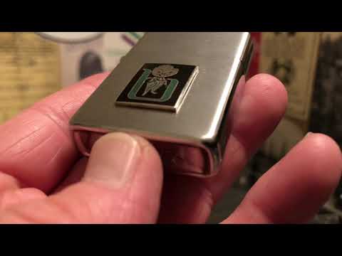 Vintage IDEALINE Petrol Lighter Squirrel Enameled Logo Emblem JAPAN