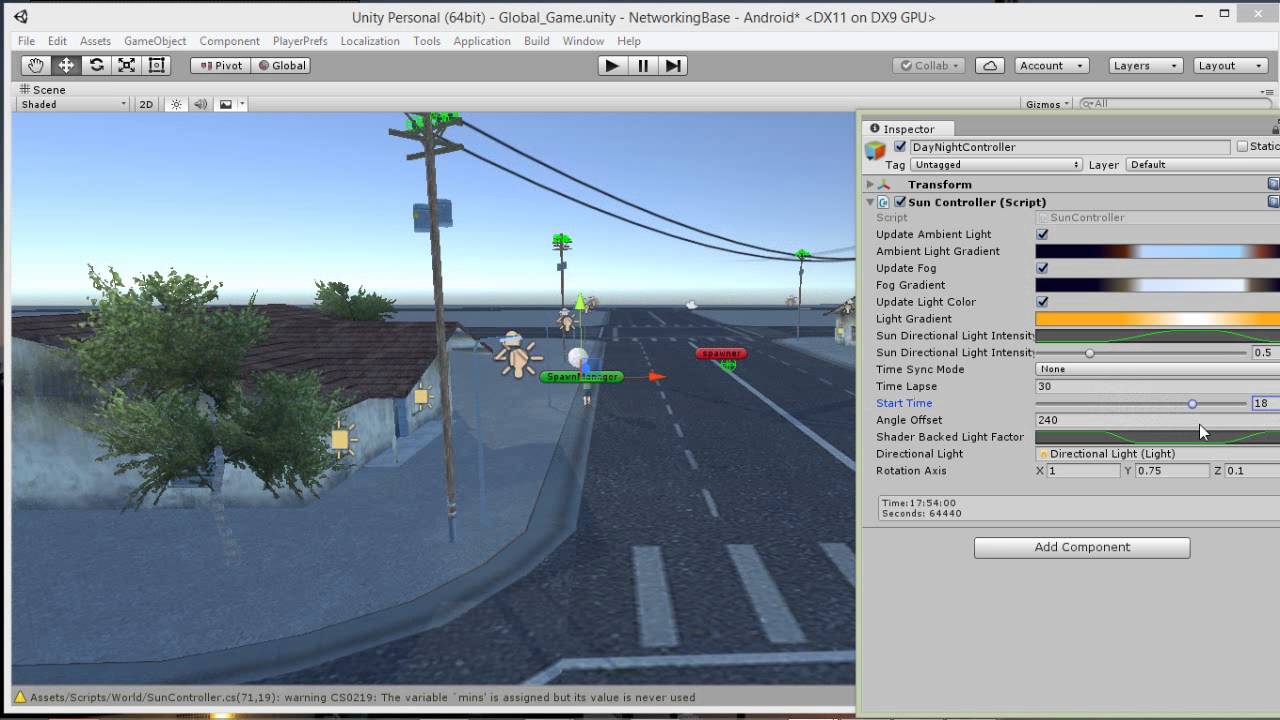 Unity3d Day/Night cycle for mobile game  WIP