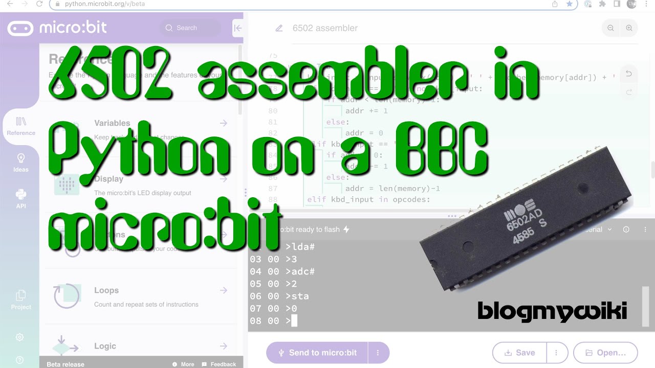 6502 assembler in Python on a micro:bit