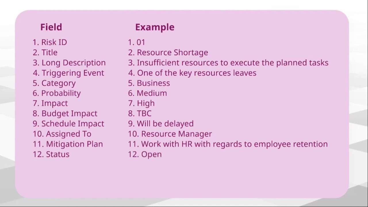 25. Risks and Issues Tracking