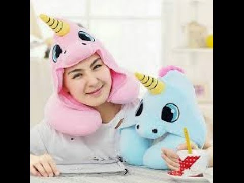 Unicorn Hooded Animal Travel Neck Pillow