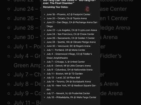Remaining Wu-Tang Clan tour dates 