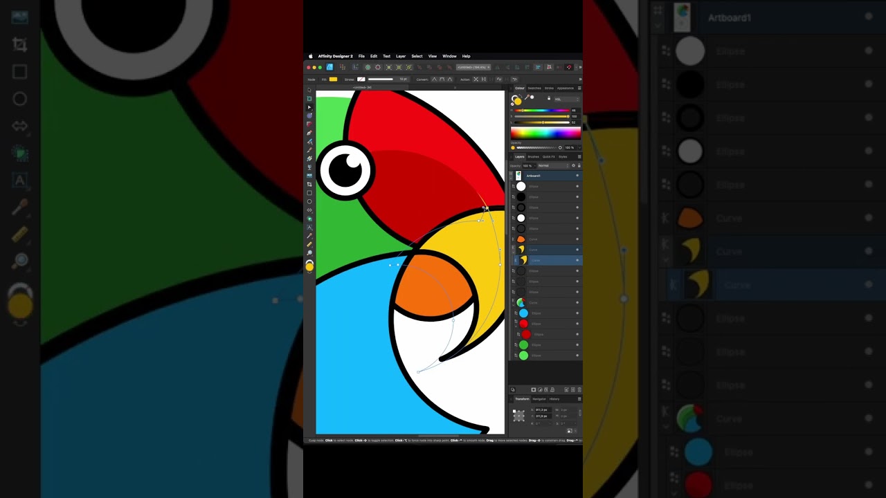 Drawing a Parrot with Circles | Affinity Designer Speedart