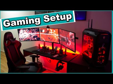 Ultimate Red & Black Themed Gaming Setup Desk Tour 2017
