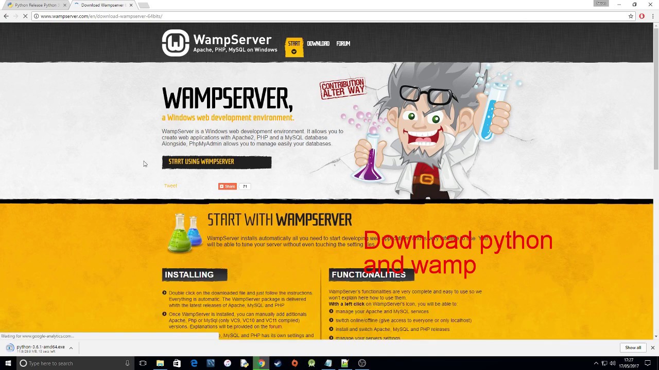Install WAMP server to run python , cgi-bin , PHP , scripts(Updated May 2017)