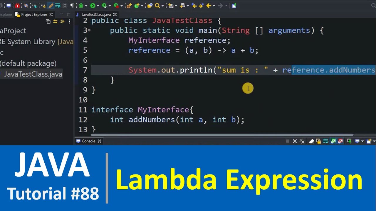 Java Tutorial #88 - Java Lambda Expressions with Examples | Add numbers