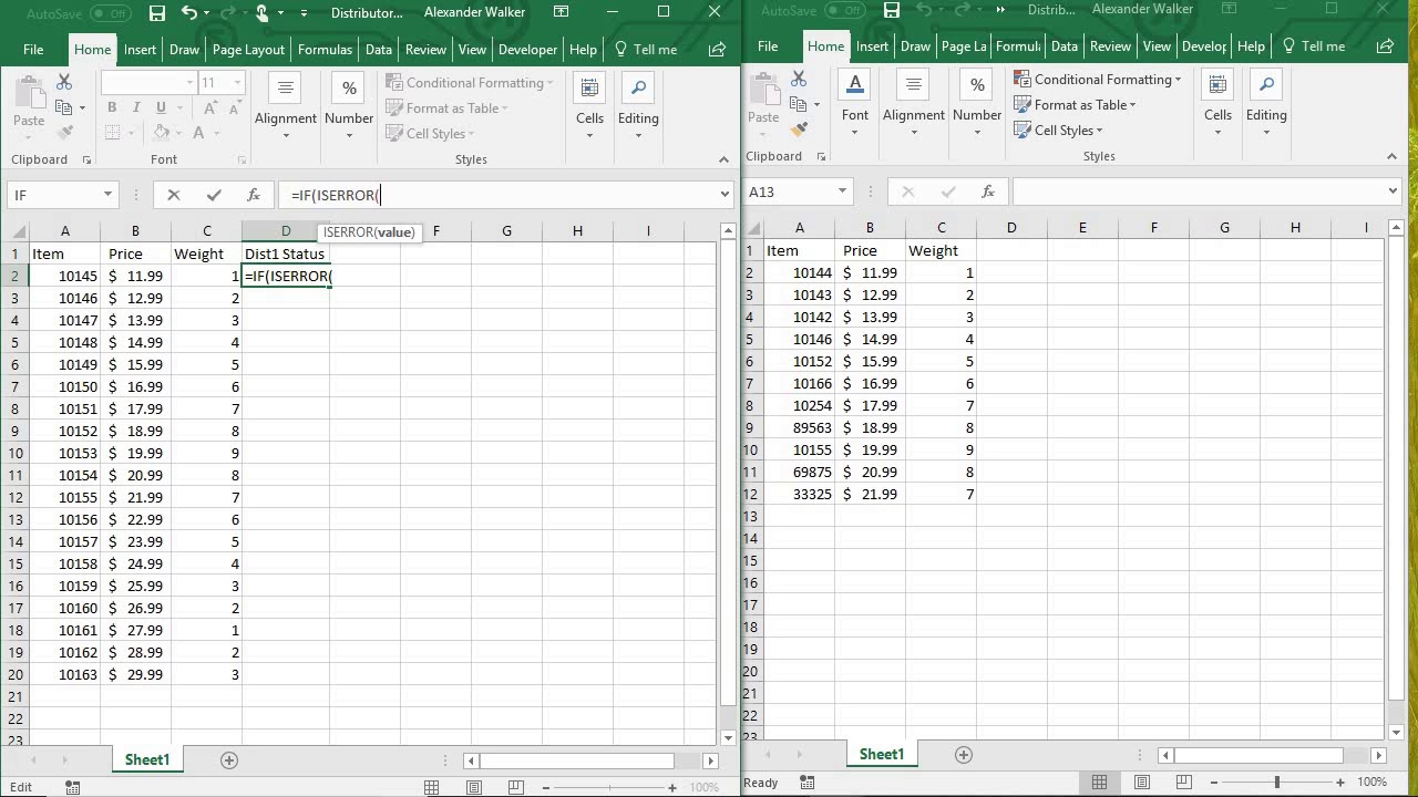 Compare Two Columns From Separate Workbooks in Excel
