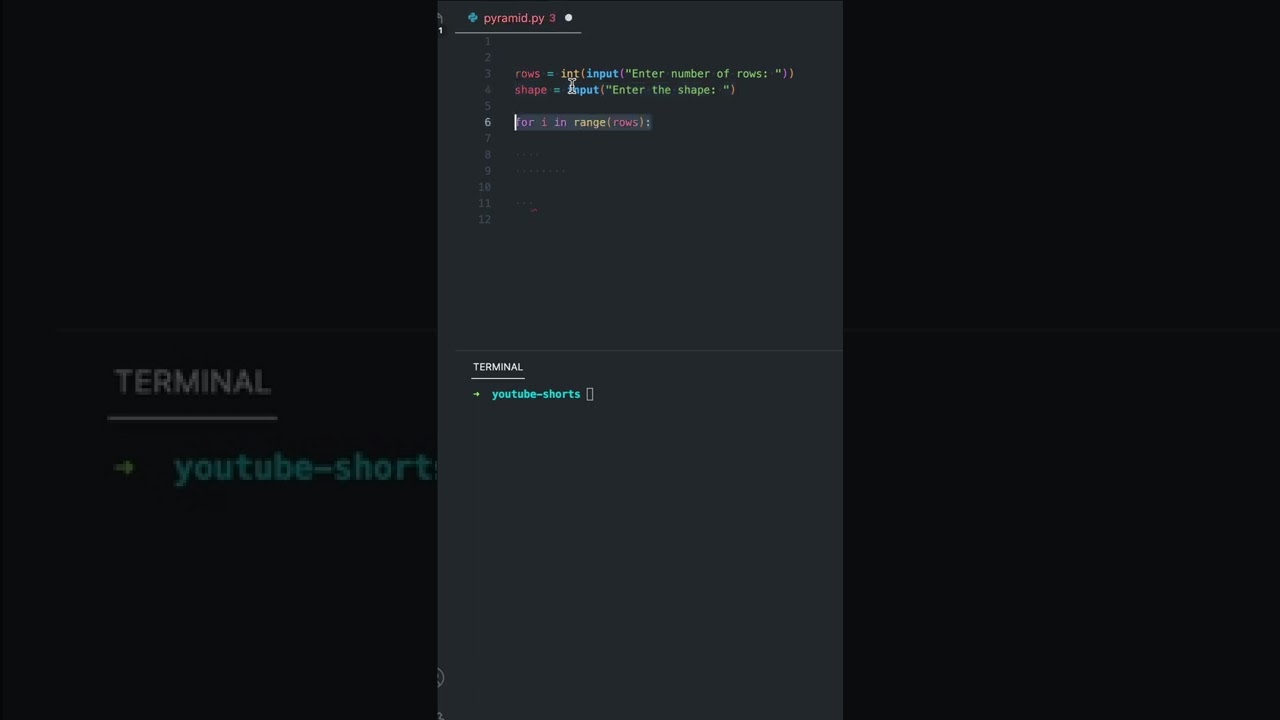 Print Pyramid Pattern in Python with custom rows number & symbol #shorts