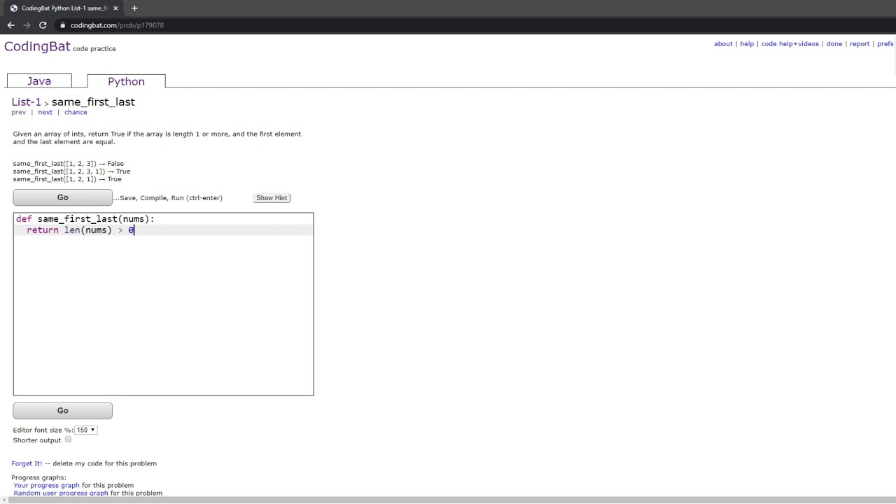 List-1 (same_first_last) Python Tutorial || Codingbat.com