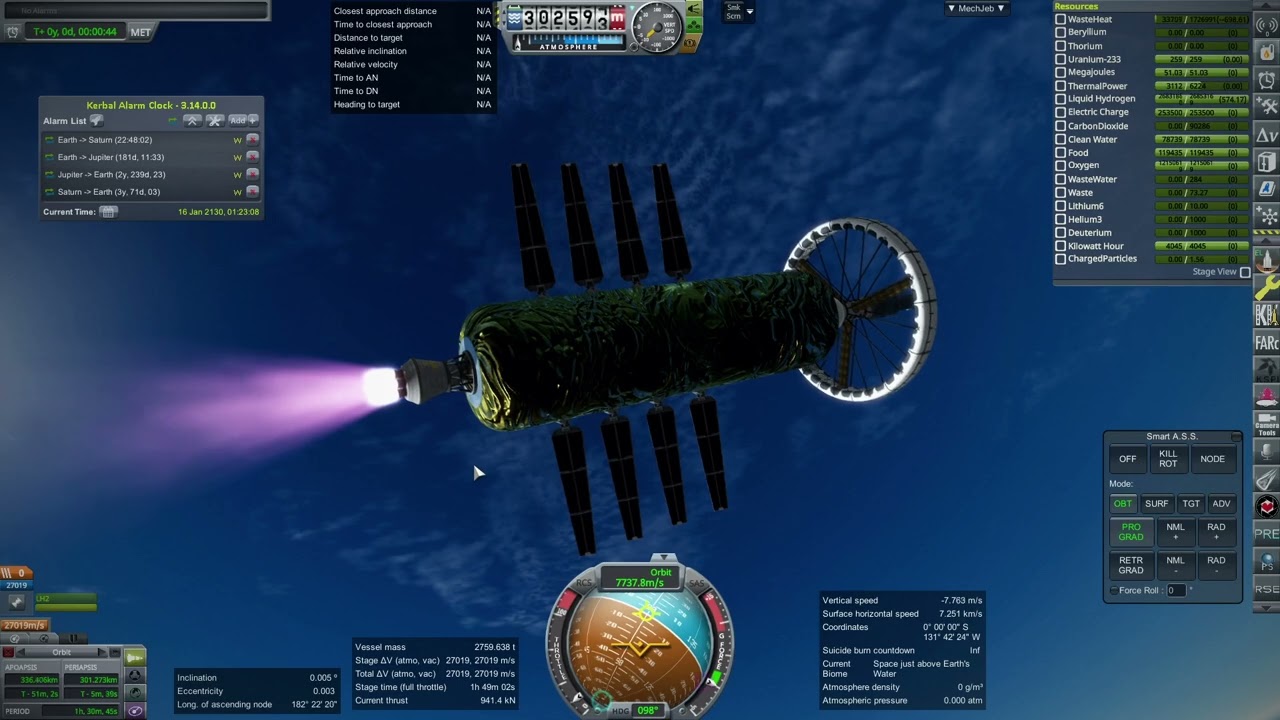 PEKKA's WarpThrust mod (Engines in Timewarp) for Kerbal Space Program