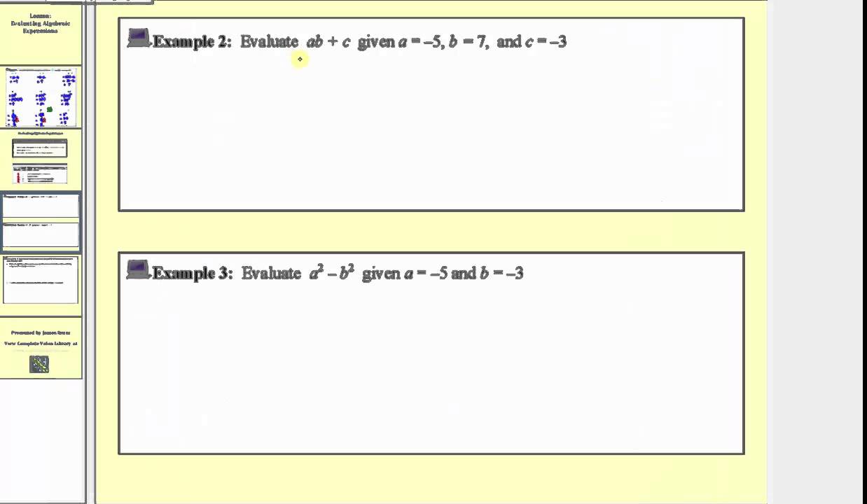 Evaluating Algebraic Expression (L1.3)