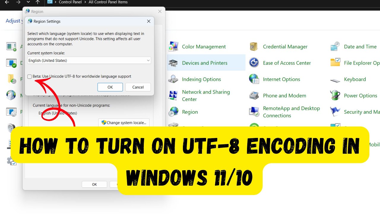How to Enable UTF-8 (Beta) in Windows 10/11 | Fix Unicode Text Problems?