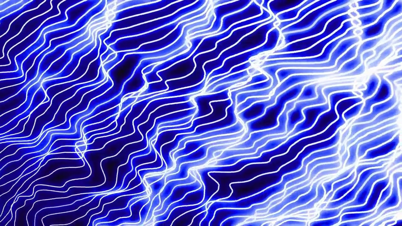 Vibrant electric blue energy waves create a dynamic, modern abstract background for tech