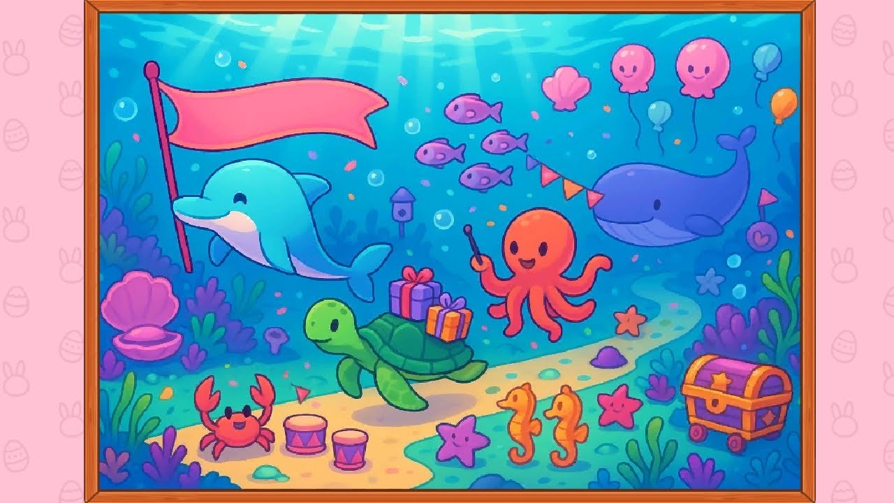Easy Sea Animals Drawing for Kids | Fun Ocean Coloring Pages for Children