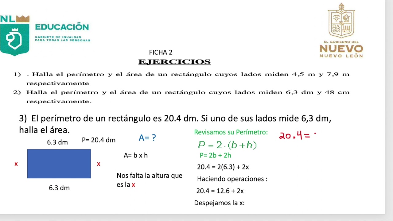 Ejercicios de areas y perimetros del pdf