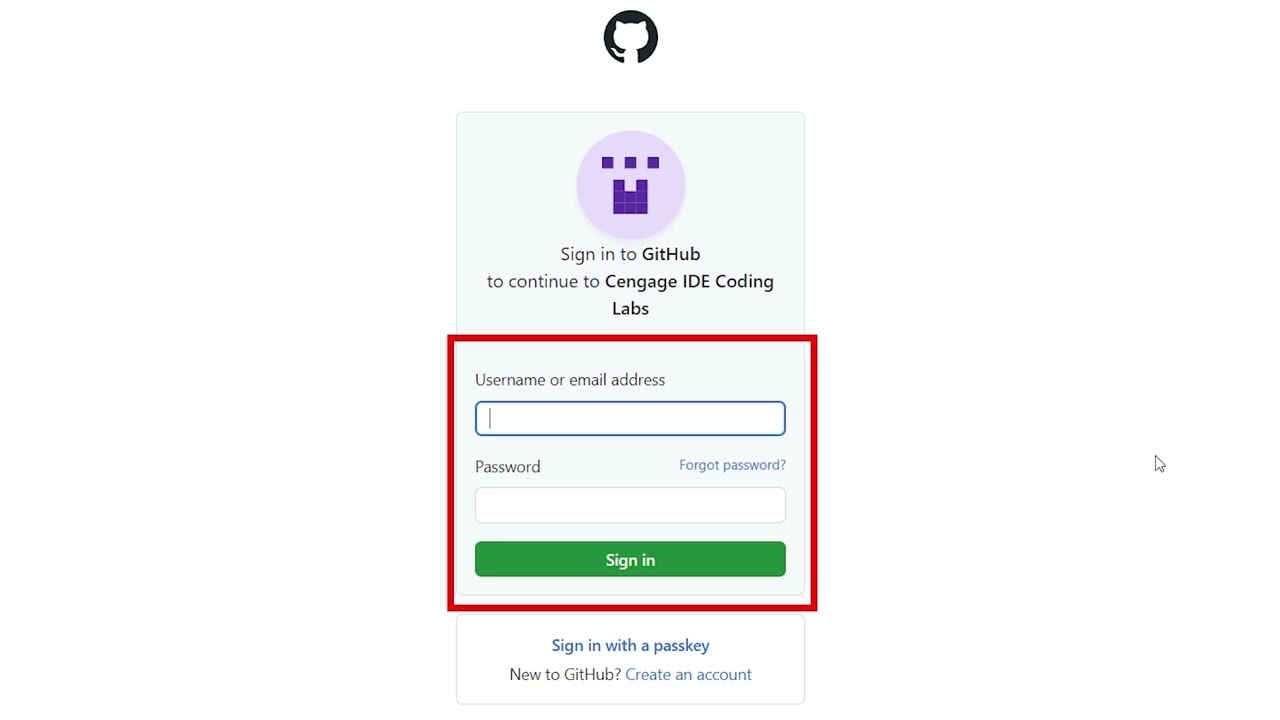 GitHub in MindTap - Authorize GitHub to Access Coding Labs