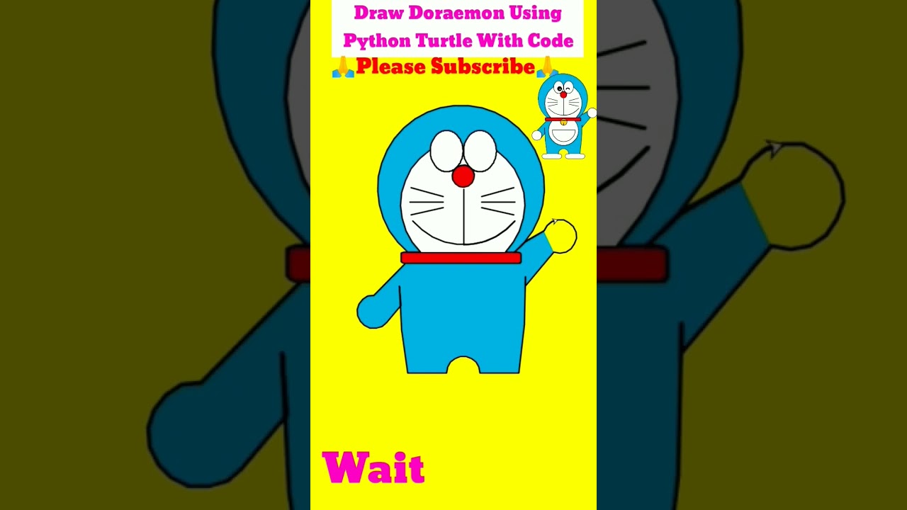 Draw Doraemon Using Python Turtle With Code|Python Code For Drawing Doraemon|#shorts #python