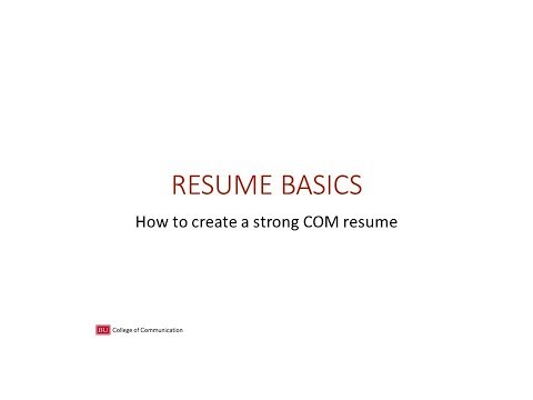 Career Services: How to Write a COM Resume